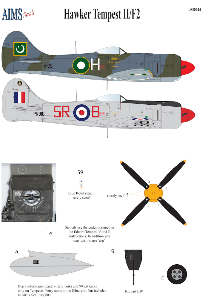 Aims Decals 48D044 Hawker Tempest II/F2 | AviationMegastore.com