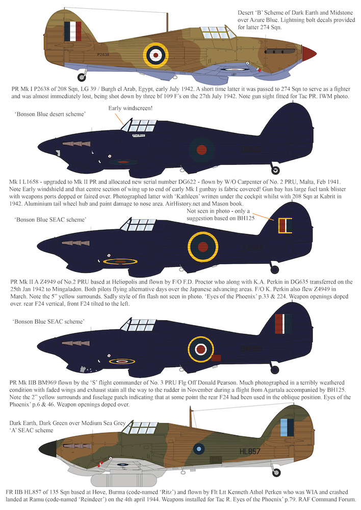 Aims Decals 72P011 PR/ TAC R Hurricane conversion for all MK1/MKI