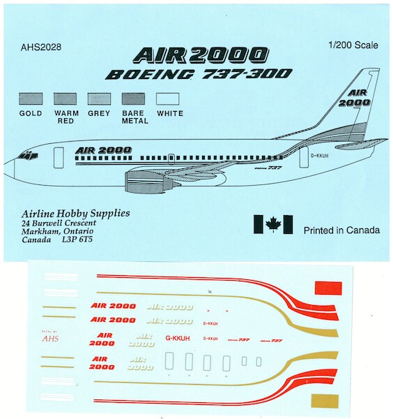 Airline Hobby Supplies AHS2028 Boeing 737-300 (Air 2000)