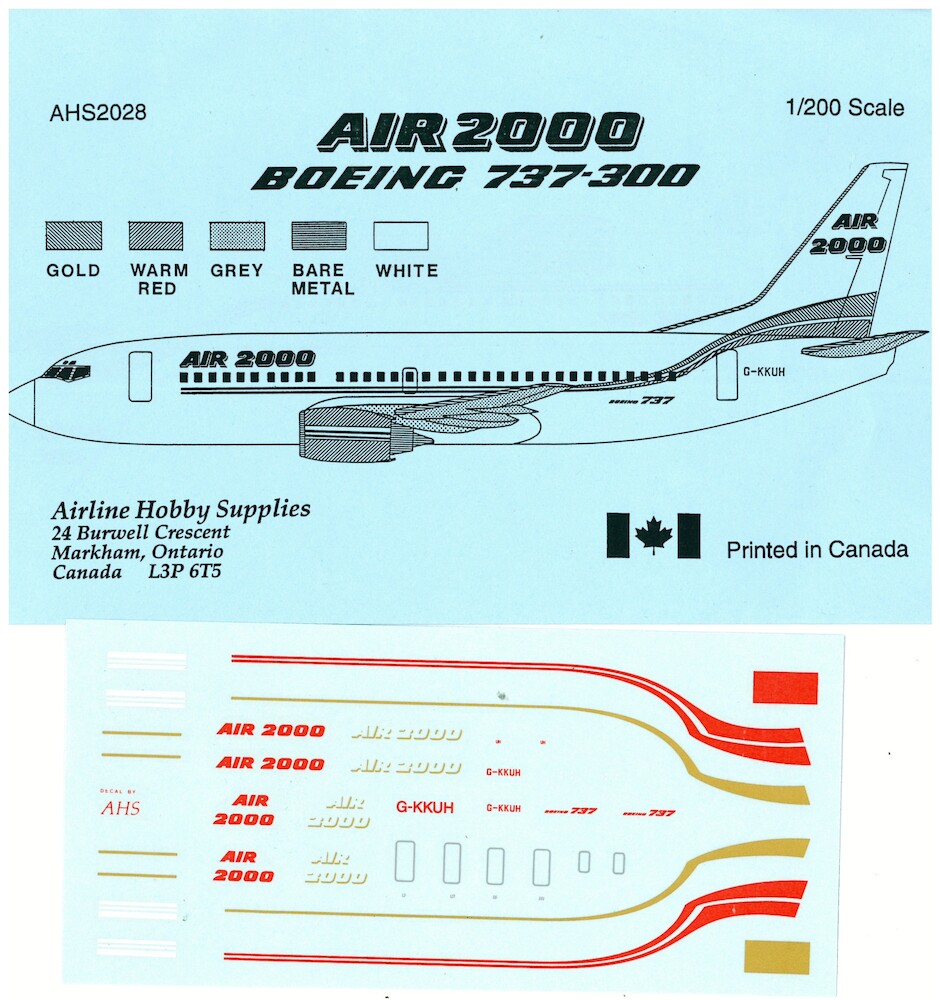 Airline Hobby Supplies AHS2028 Boeing 737-300 (Air 2000)