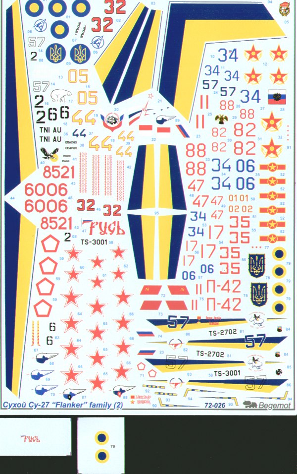 Begemot decals BM72-26 Suchoi Su27 Flanker family part 2