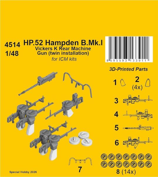 CMK CMKA4514 HP.52 Hampden B.Mk.I -Vickers K and Browning Machine