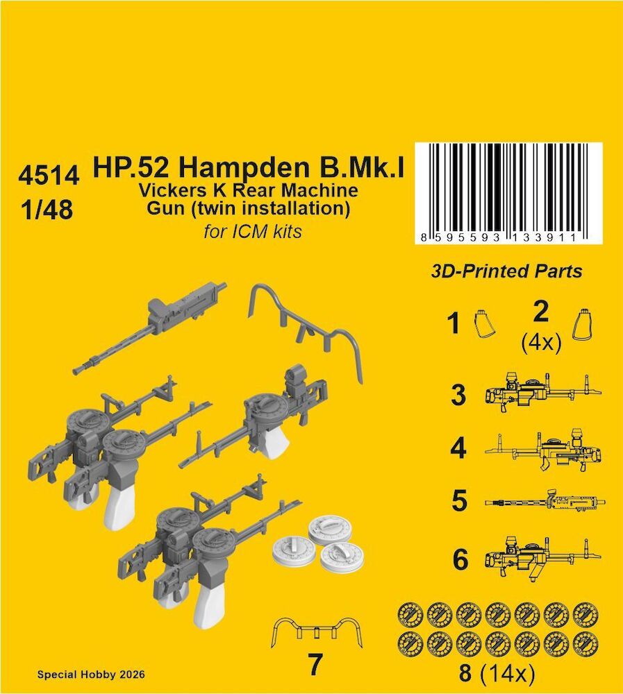CMK CMKA4514 HP.52 Hampden B.Mk.I -Vickers K and Browning Machine