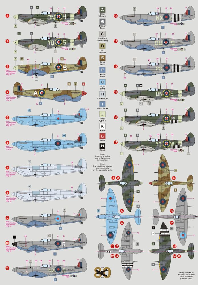DK decals DK48014 Spitfire Mk.VI/VII/IX High-Altitude Fighter (17