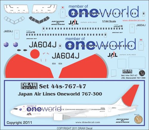 Draw Decals 44-767-47 Boeing 767-300ER (JAL Oneworld)