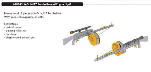 Eduard E648243 MG14/17 Parabellum WW1 gun | AviationMegastore.com
