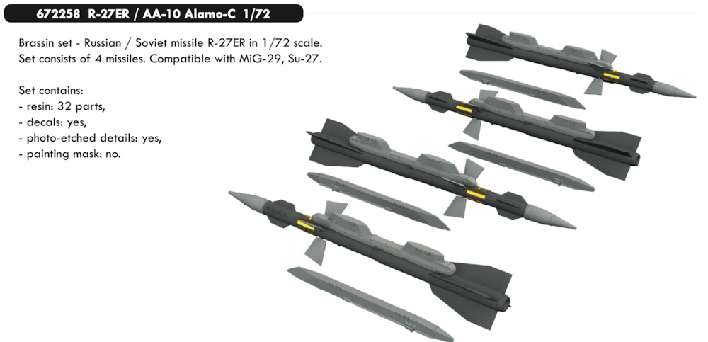 Eduard E672258 R27ER AA10 Alamo C Missiles (4x)