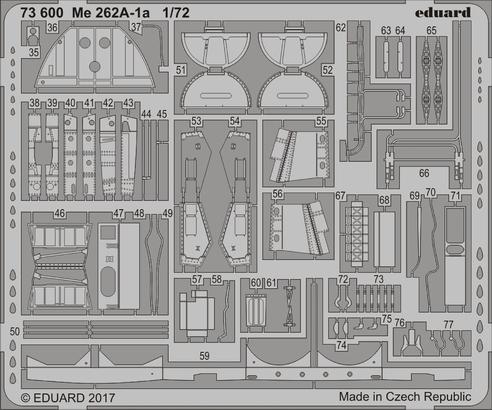 Eduard E73-600 Detailset Messerschmitt Me262A-1a (Airfix) (REISSU