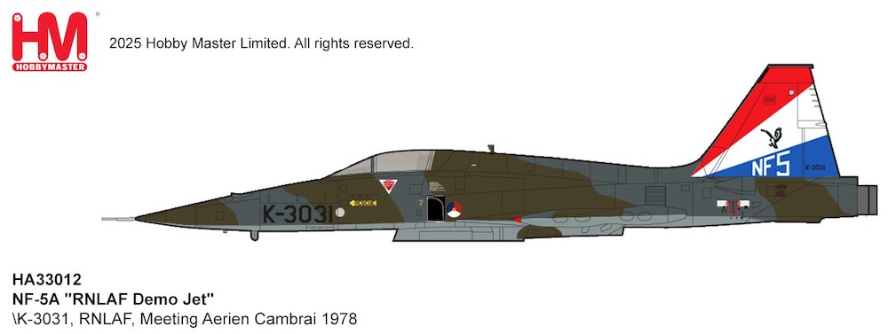Hobbymaster HA33012 Northrop F-5A Freedom Fighter RNLAF, KLU, Roy