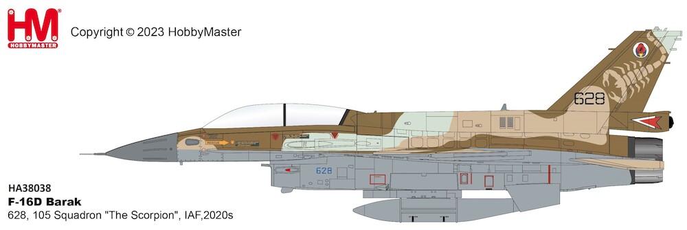Hobbymaster HA38038 F16D Fighting Falcon Barak 628, 105 Squadron