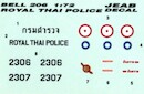 JEAB Decals JEAB72001 Bell 206 Jet Ranger (Royal Thai Police)