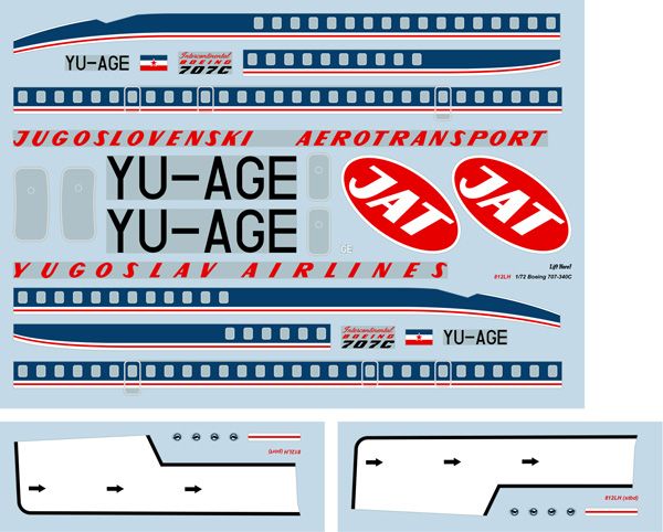 Lift Here Decals 812LH 7-zero-7, Boeing 707 (JAT, Jugoslav Air Tr
