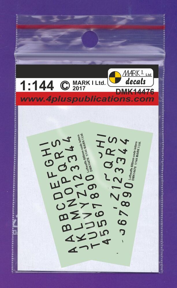 Mark 1 Decals DMK14476 German WW2 Code Letters Black 600mm 