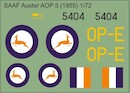 MAV Decals 72-261 SAAF Auster AOP 5 (1955)