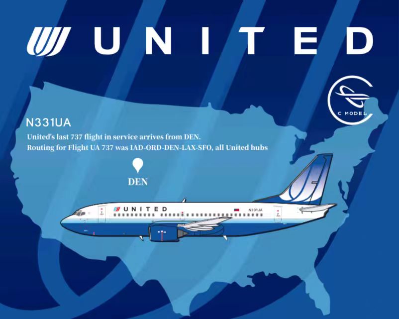 Panda Model N331UA Boeing 737-300 United Airlines N331UA