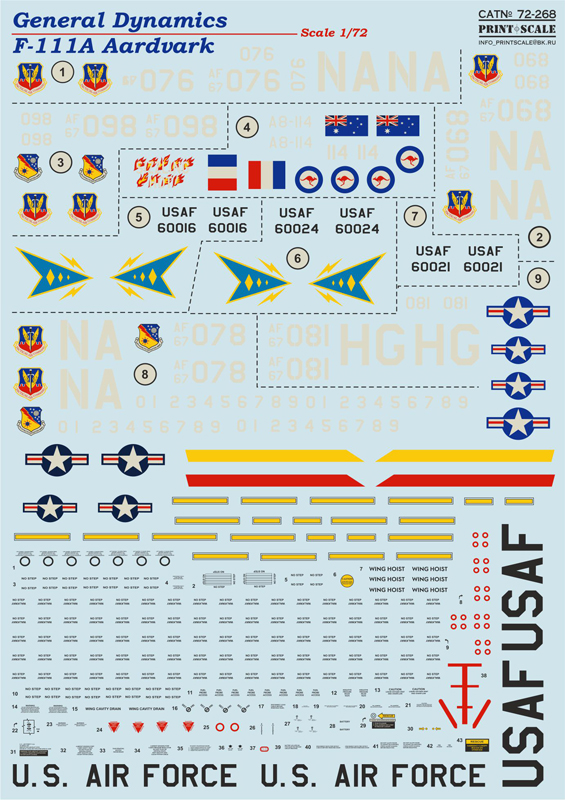 Print Scale PRS72-268 General Dynamics F111 Aardvark