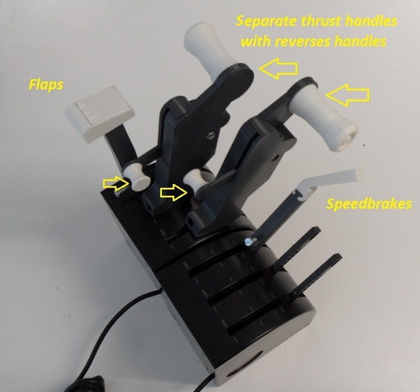 B737 set of two separated thrust handles (with reverses) speedbra