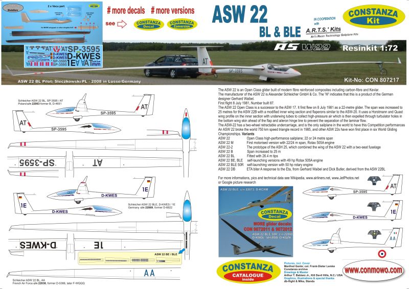 1/72 - Schleicher ASW 12 & ASW 22 resin kits by Constanza Kit ...