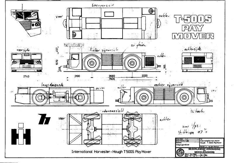1/72 - Harvester Hough PayMover T-500S KLM Plane tug resin kit by ...