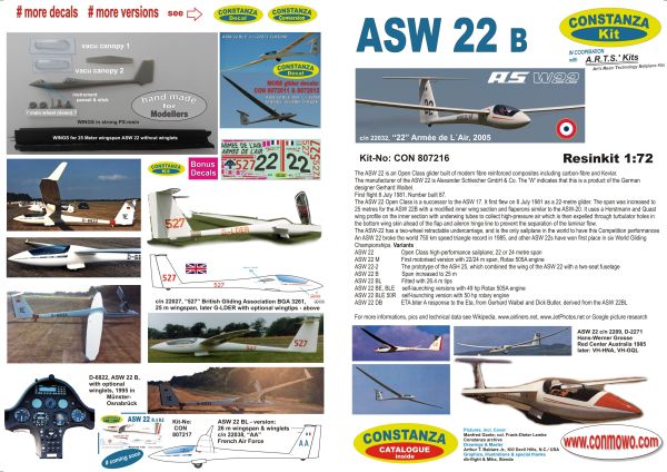 1/72 - Schleicher ASW 12 & ASW 22 resin kits by Constanza Kit ...