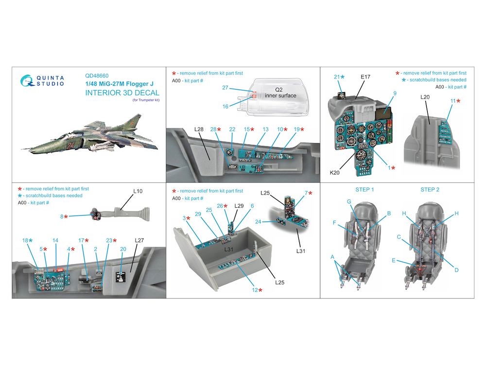 Quinta Studio QD48660 Mikoyan MiG27M Flogger J Interior 3D Decal