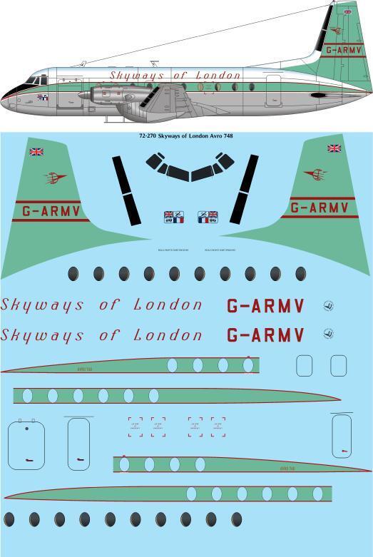 Two Six decals 72-270 Hawker Siddeley HS-748 (Skyways of London)